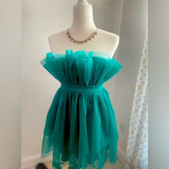 Thirty Thirty | Dresses | Thirty Thirty Small Greenblue Tulle Strapless ...